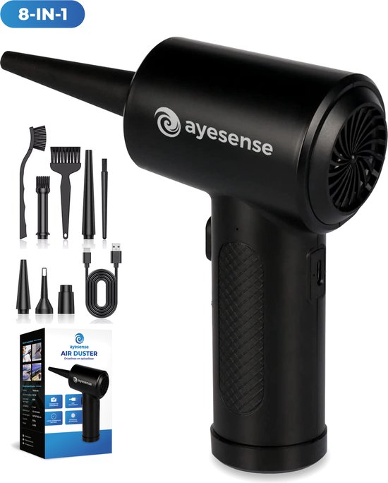 AyeSense Air Duster Pro - 8 Opzetstukken - Draadloos & Oplaadbaar - 52. ...