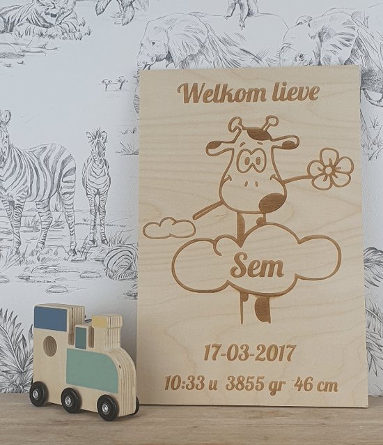 Geboorteposter - Gepersonaliseerd Kraamcadeau met Naam - Houtenposter - Babycadeaus -... | bol.com
