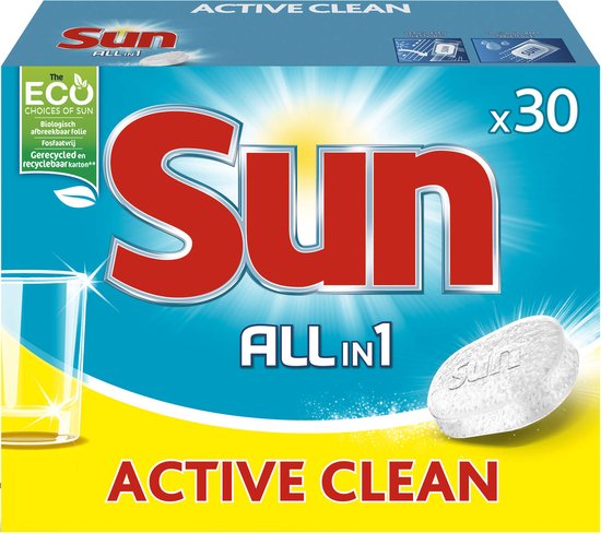 Sun All in 1 - Vaatwas - Tablet - Clean Boost - 30 Wasbeurten - 540g | bol