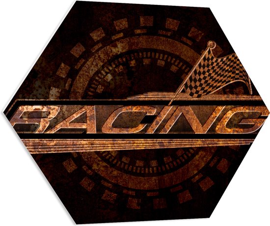 PVC Schuimplaat Hexagon - Logo met ''Racing'' en Race Vlag - 70x60.9 cm ...