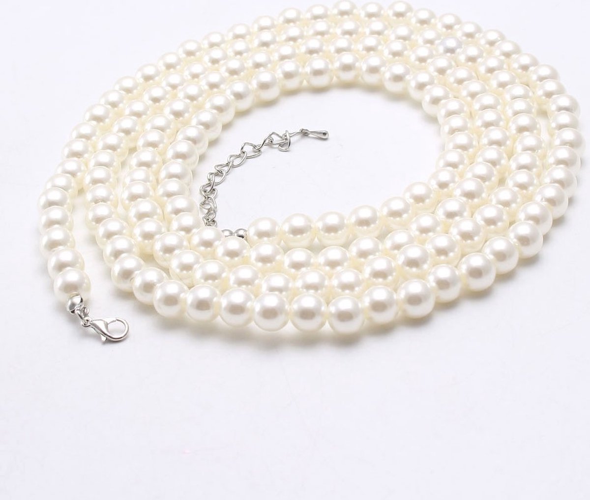 Parelketting met slotje WIT dames | Plastic | 119 cm lang | Parels 8 mm ...