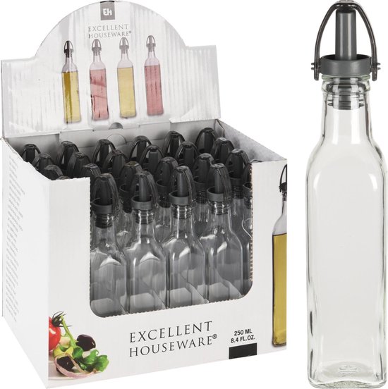 Excellent Houseware - Olie of azijn fles - glas 250ml - set van 3 stuks ...