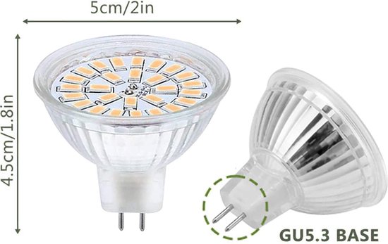 10 Stuks - MR16 - LED Lampen - 12V - GU5.3 - LED Spotlight - 5W - 3000K - 120°... | bol.com