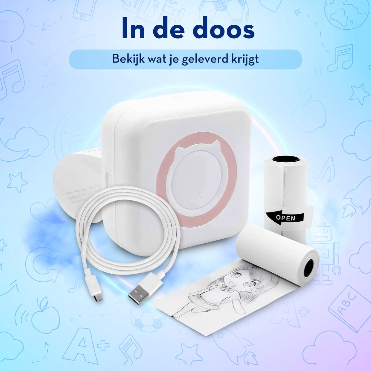 Mini Printer voor Mobiel - Bluetooth Pocket Printer - Roze | bol