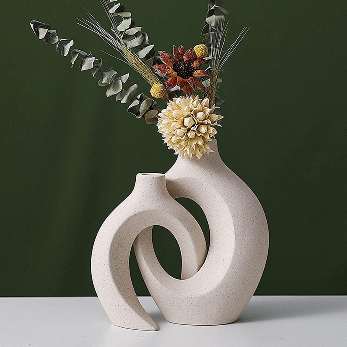 Keramische Vaas, Design Vaas, Witte Bloemenvaas, Moderne Tafel Vaas ...