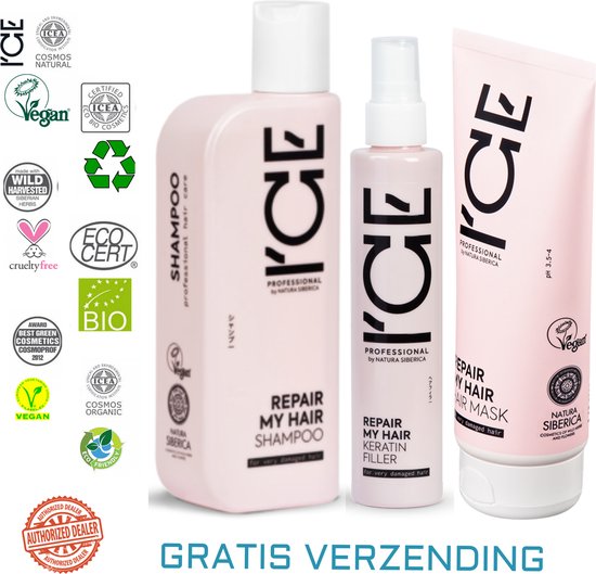 ICE-Professional REPAIR MY HAIR Shampoo Keratin Filler 3 Product Set | bol