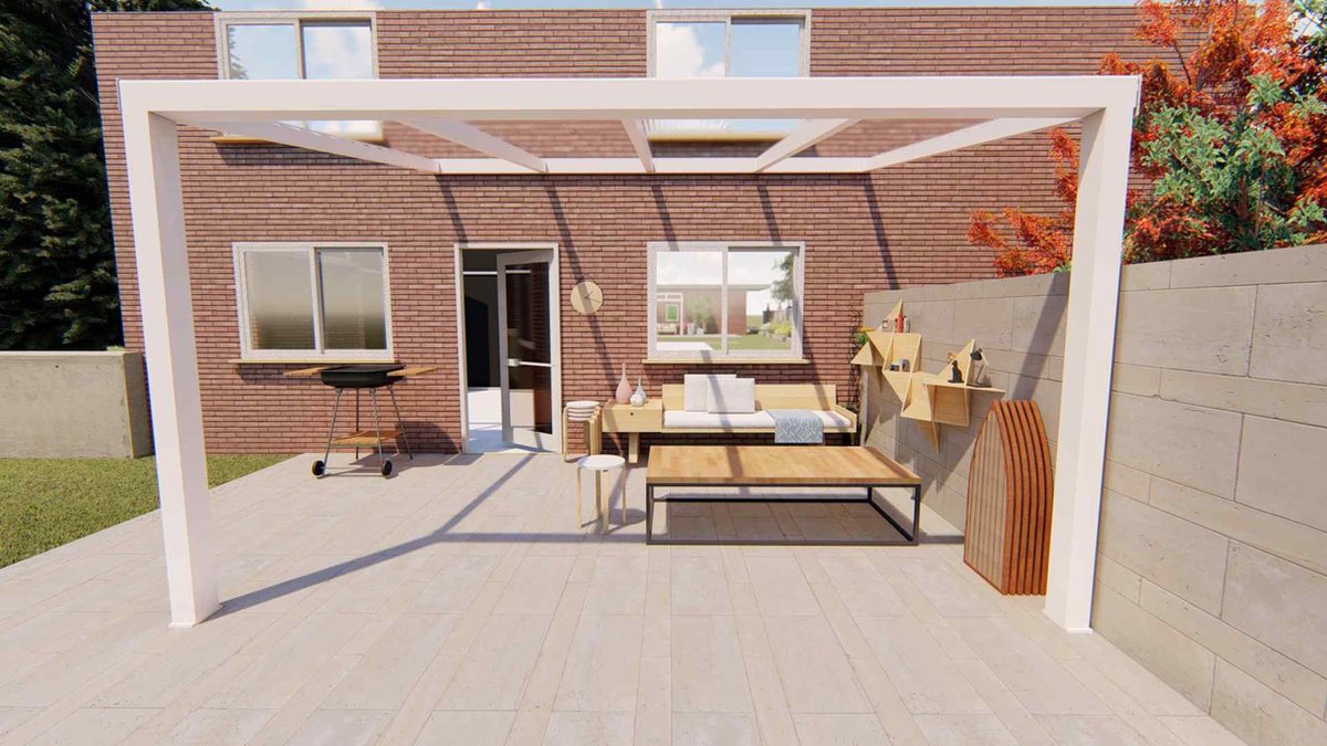 Benelux Veranda 4 mt x 3 mt – Cream – Helder Polycarbonate - inclusief ...