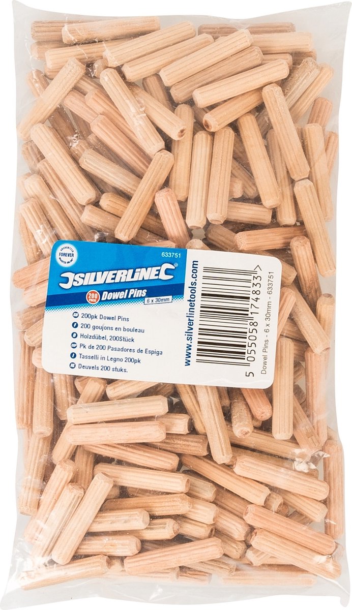 Silverline Deuvels - Ø 6 x 30 mm - 200 stuks | bol.com