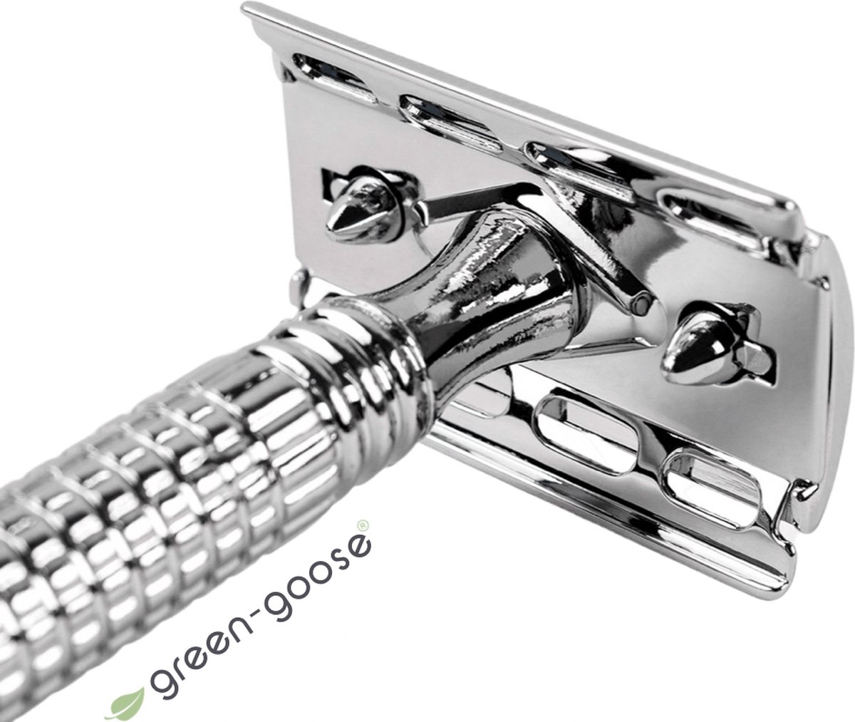 green-goose® Scheerpakket | Safety Razor Klassiek Scheermes | Zilver ...