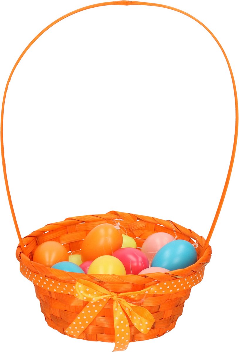 Rieten mandje oranje rond met hengsel 39 cm - Opbergen - Decoratie ...