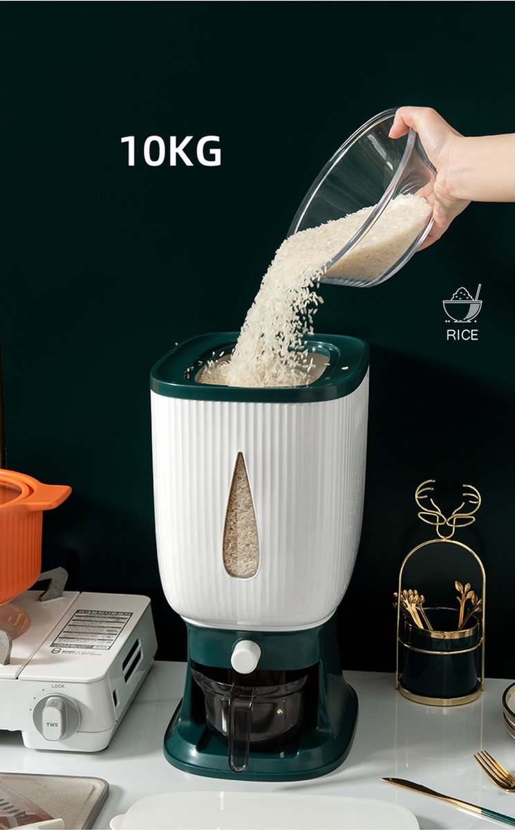 Distributeur de riz Deluqse - Conteneur de riz - Vert - Distributeur de ...
