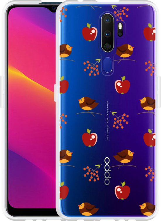 Oppo A9 2020 Hoesje Apples and Birds - Designed by Cazy | bol.com