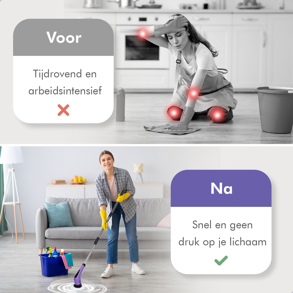 Motionflow Elektrische Schoonmaakborstel - Schrobber met steel ...