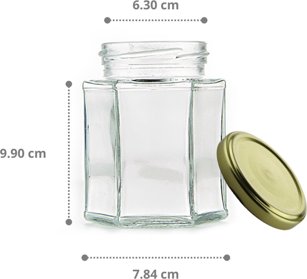 3x zeshoekige weckpot glas 288ml met sluiting - weckpotjes ...