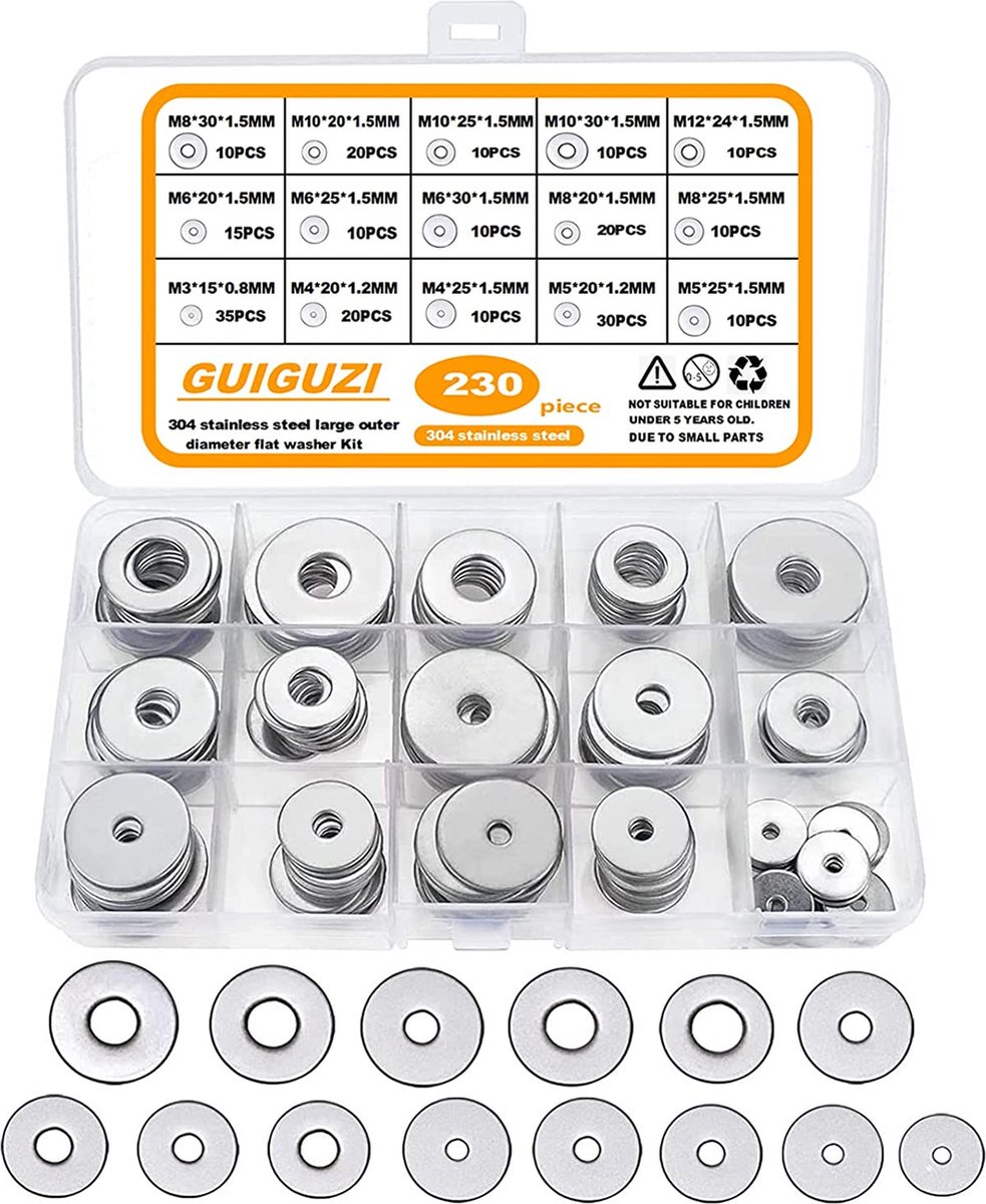 YSR - Guiguzi Roestvrijstalen Platte Ringen Met Opbergdoos - 230 Stuks ...