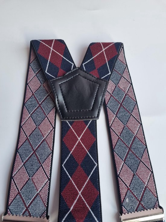 Bretels donker Rood, Wit met Rode Ruit - Met extra stevige, sterke en ...