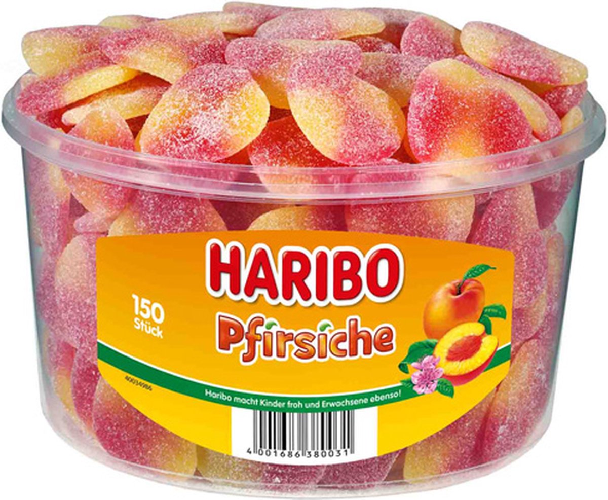 Haribo Happy Peaches snoep - 150 stuks - 1350g | bol.com