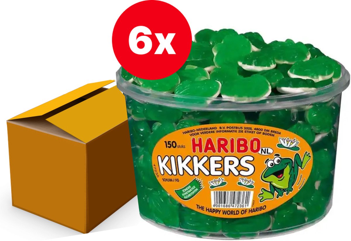 Haribo Kikkers - silo 150 stuks - Doos 6 silo's | bol.com