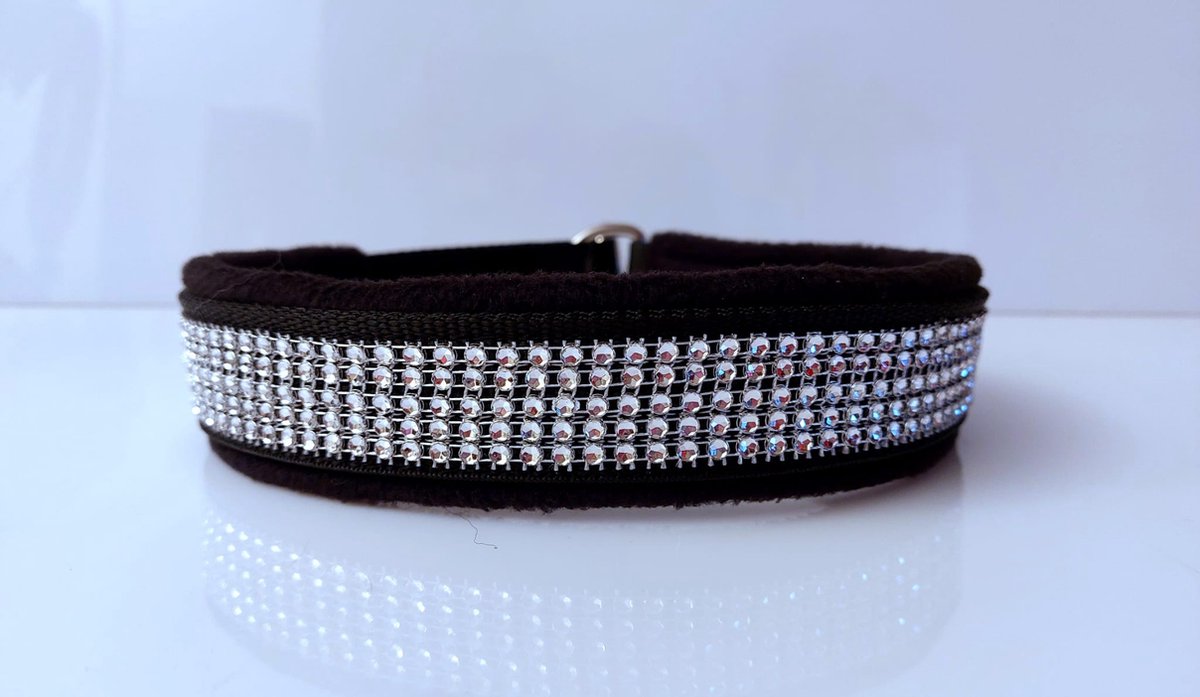 Sliphalsband zwart zilver bling halfcheck halsband | bol.com