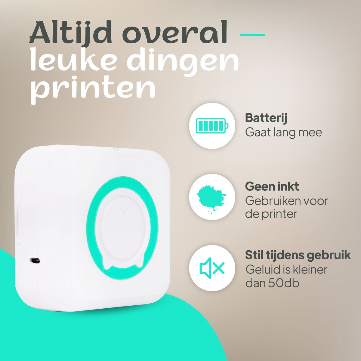 Mini Printer - Pocket Printer - Mobiele fotoprinter- labelprinter ...