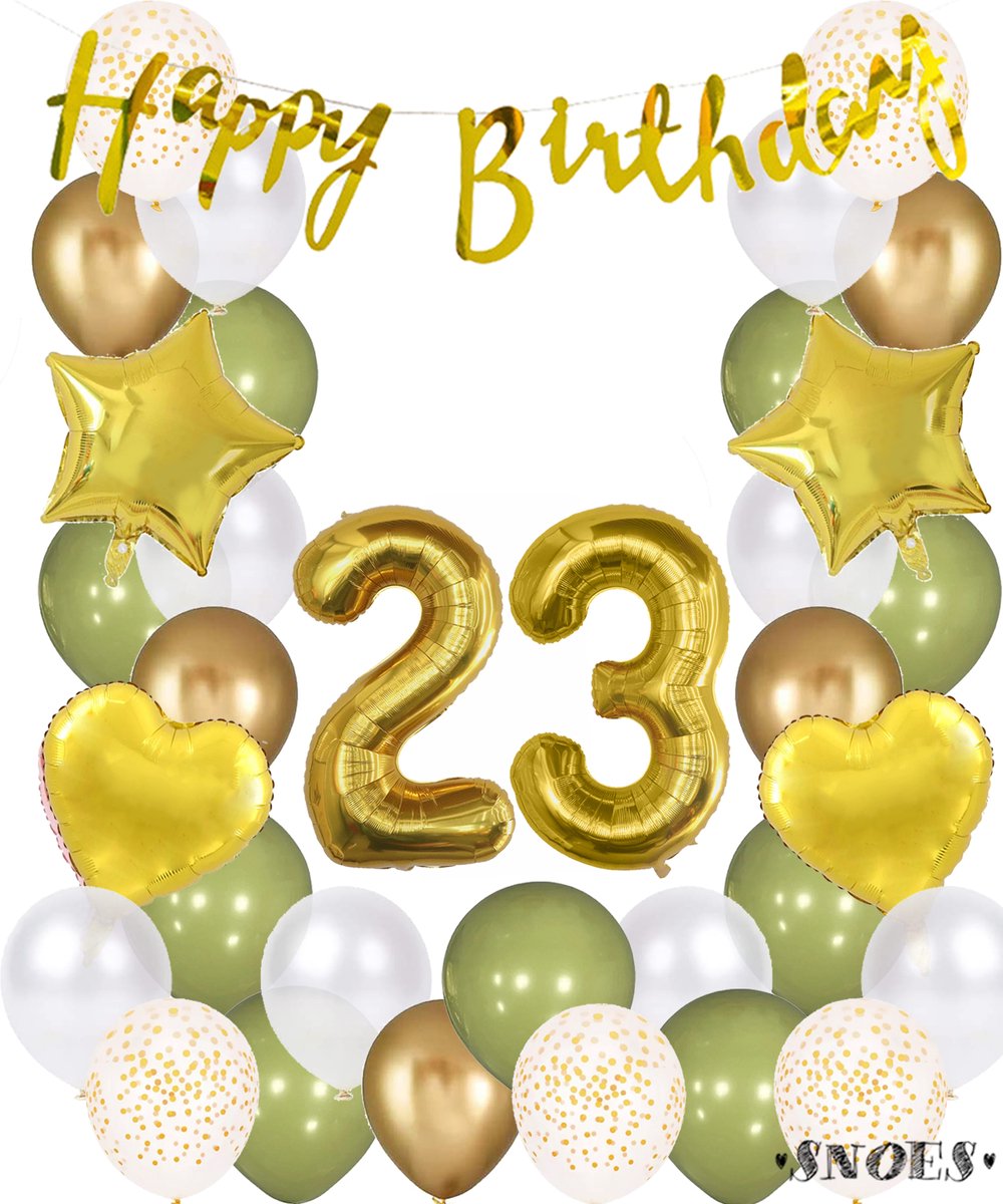Snoes Ballonnen 23 Jaar Wit Olijf Groen Goud Mega Ballon - Compleet ...