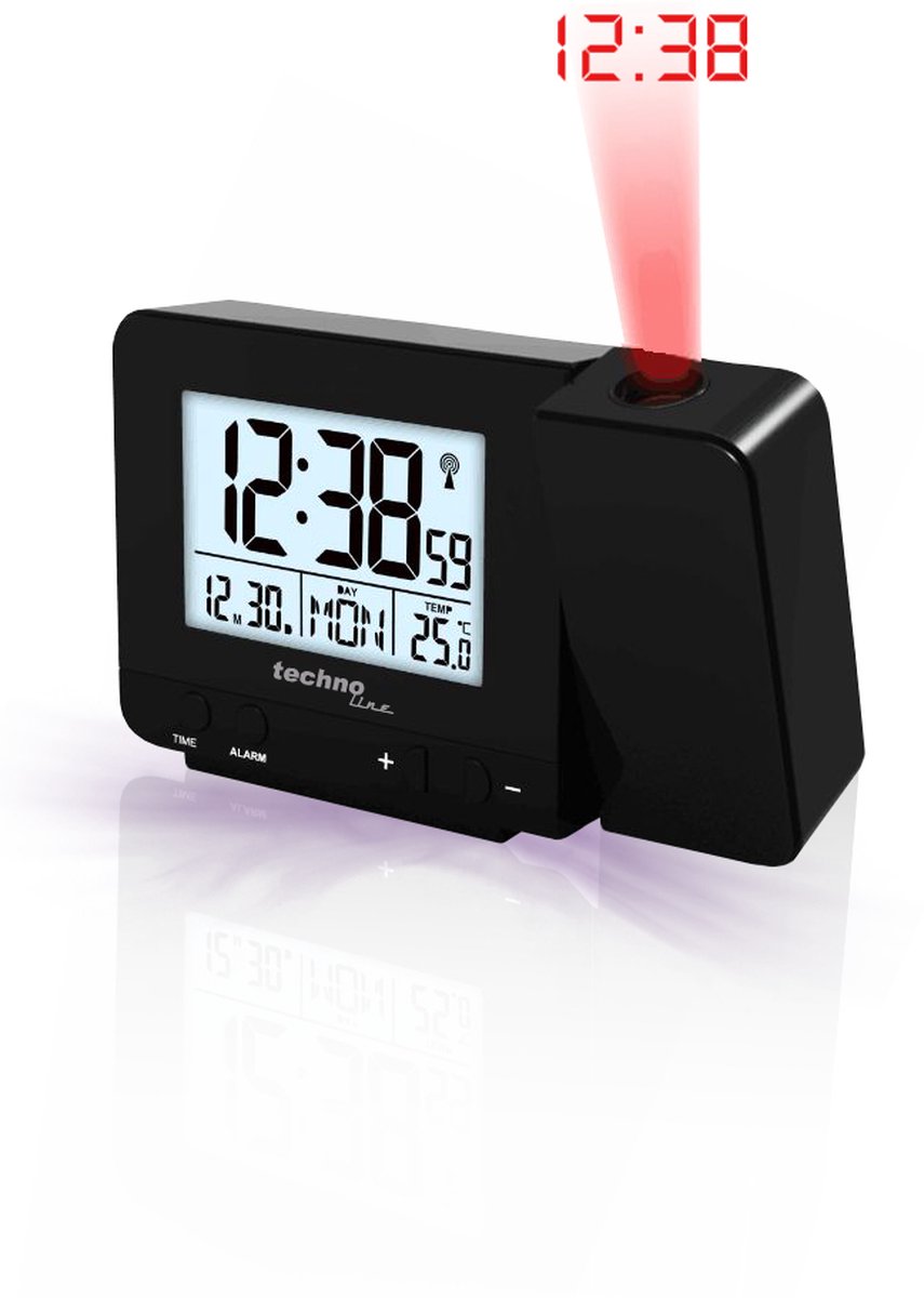 Radio gestuurde projectie wekker - datum en temperatuur - Technoline WT ...