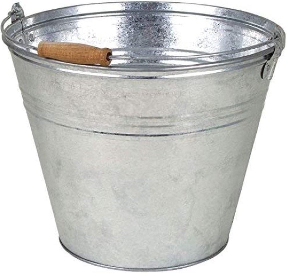 Spetebo Zink emmer met houten handvat - 10 liter - wateremmer metalen ...