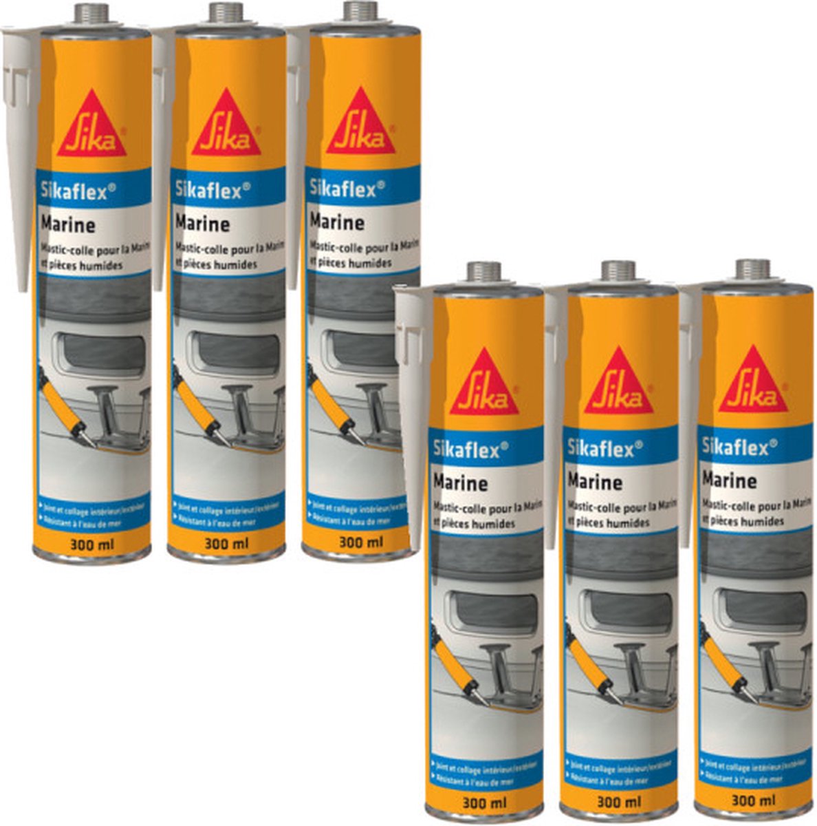 Set van 6 SIKA afdichtkitten - Sikaflex Marine - Zwart - 300ml | bol.com