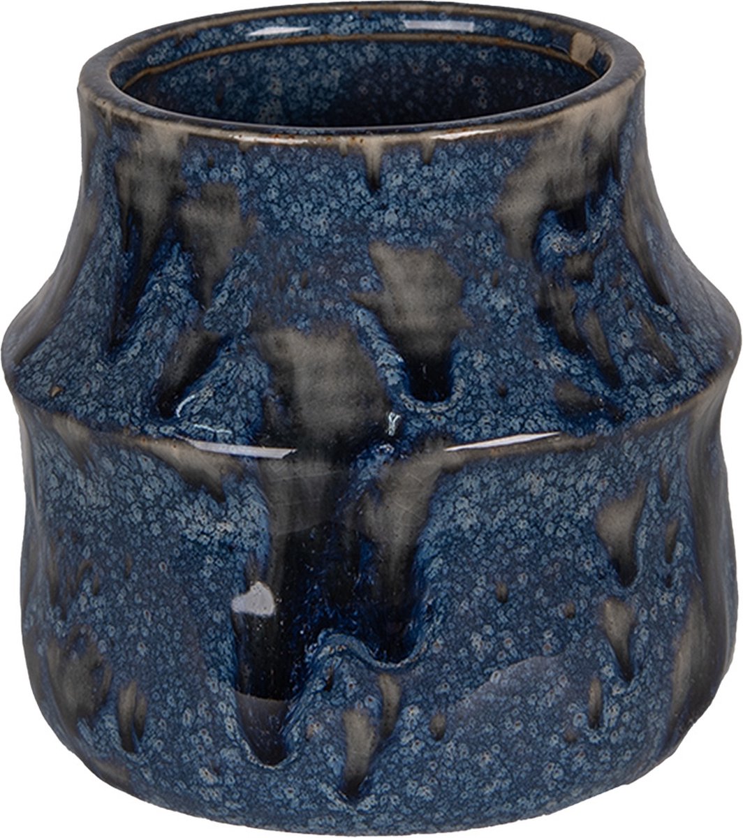 Clayre & Eef Bloempot Ø 12x11 cm Blauw Keramiek Bloempot binnen ...