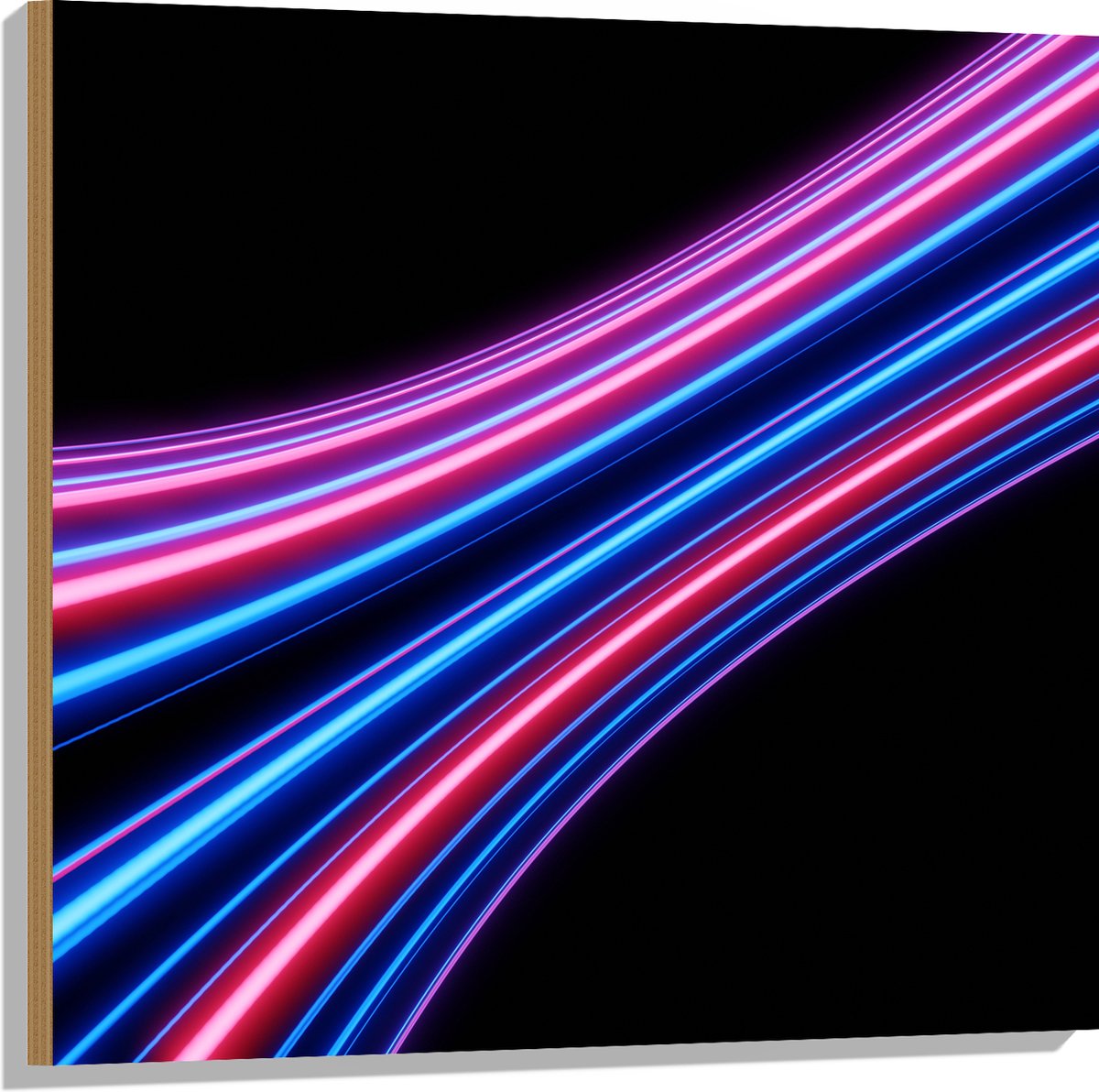 Hout - Cirkelvormige Roze, Paarse en Blauwe Neon Strepen - 80x80 cm - 9 ...
