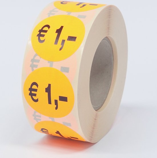 "1 euro" - Prijs stickers op rol - 1000 etiketten - 35mm rond | bol