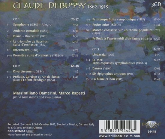 Debussy; Complete Music For Piano Duo, Marco Rapetti | CD (album ...