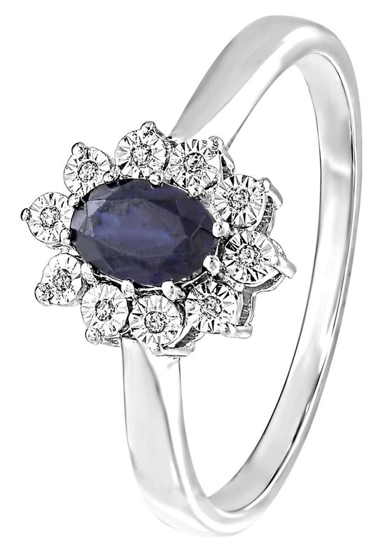 Silver Diamond - Zilveren S&D ring met saffier en diamant | bol.com