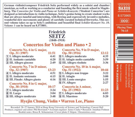 Friedrich Seitz: Concertos for Violin and Piano Nos. 6-10 And ...