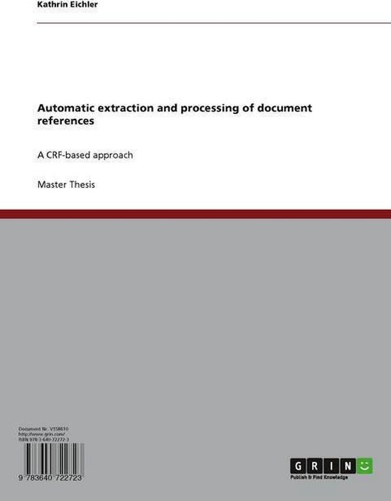 Automatic extraction and processing of document references: A CRF-based approach... | bol.com