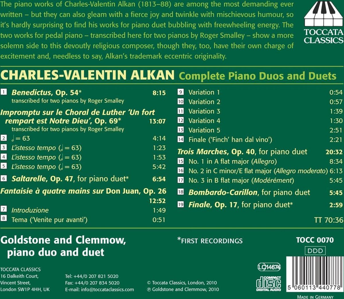 Anthony Goldstone & Caroline Clemmow - Alkan: Complete Piano Duos And ...