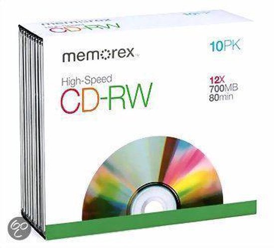 Memorex 10xCD-RW 700MB 80min 8-12x Slim Jewel Case | bol