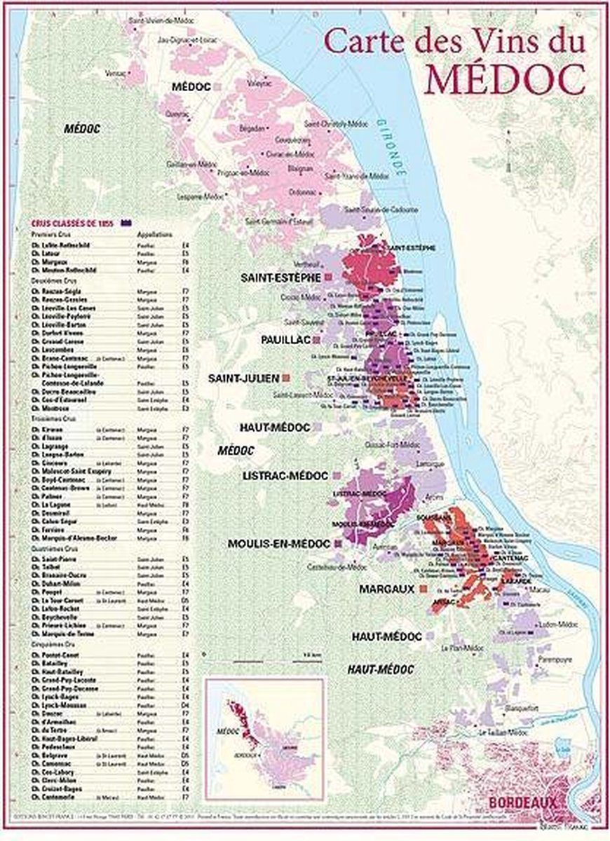 Carte des Vins du MEDOC pliée 30x40cm | bol