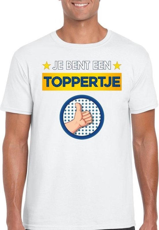 Toppers Wit feest shirt - Je bent een toppertje met duim omhoog voor ...