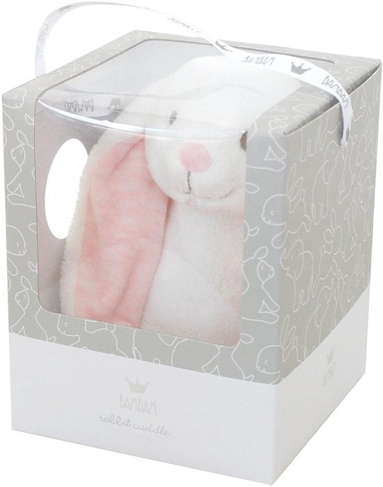 BamBam Knuffel Konijn - Wit/Roze - Baby knuffel | bol