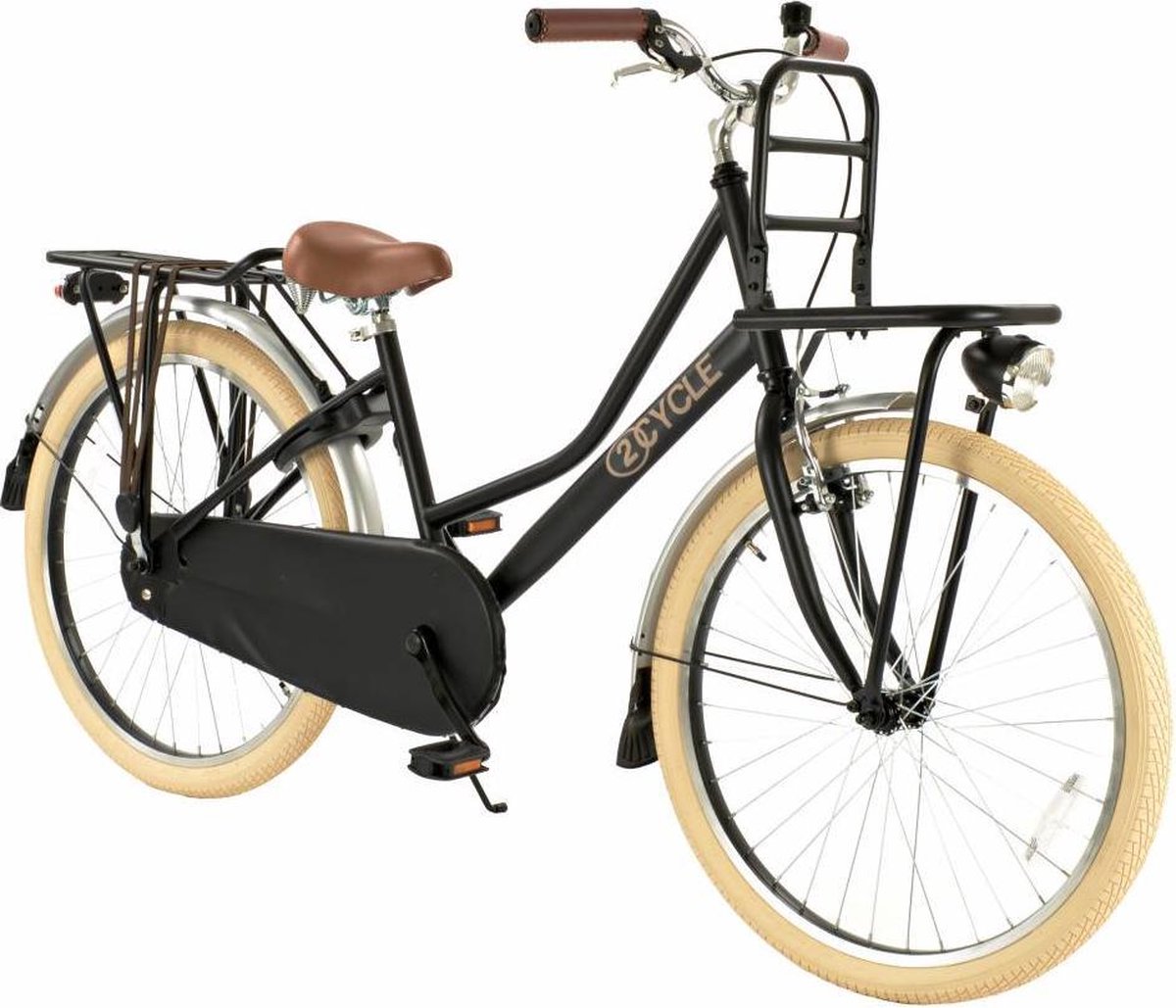 Transportfiets 24 inch mat-zwart met Voordrager (2485) - Meisjesfiets ...