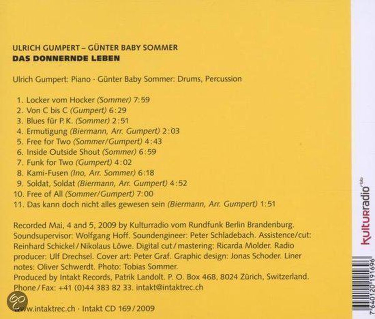 Ulrich Gumpert & Günter Baby Sommer - Das Donnernde Leben (CD), Gunter ...