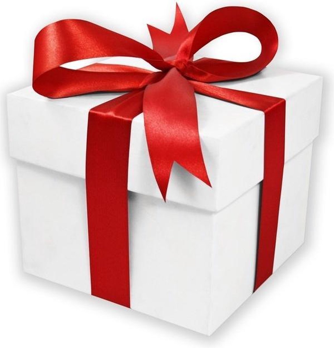 20x Cadeaudoos wit 25cm vierkant met deksel en rood lint | bol