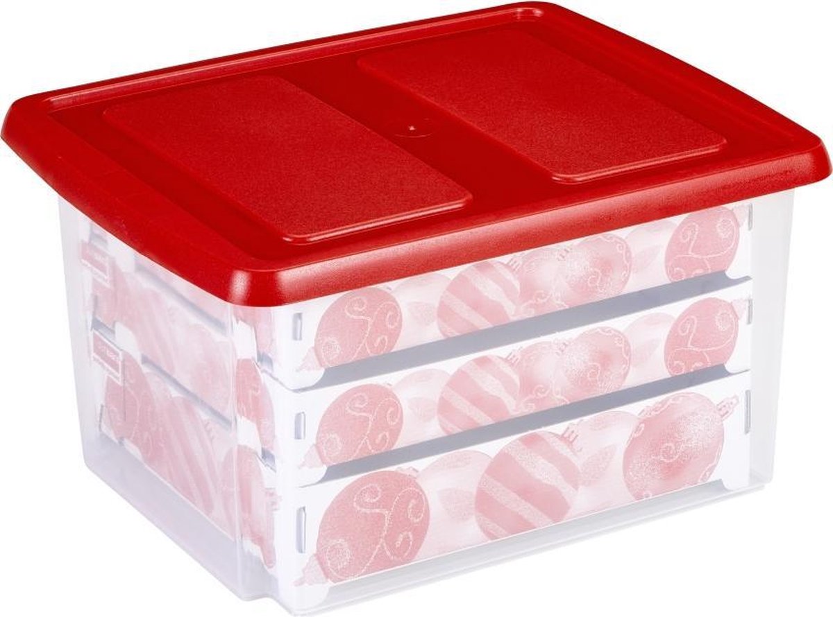 Sunware Nesta kerstballen opbergbox 32L - met plat deksel - trays voor ...