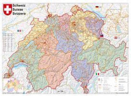 Schweiz Postleitzahlen 1: 400 000. Wandkarte laminiert Poster | bol.com