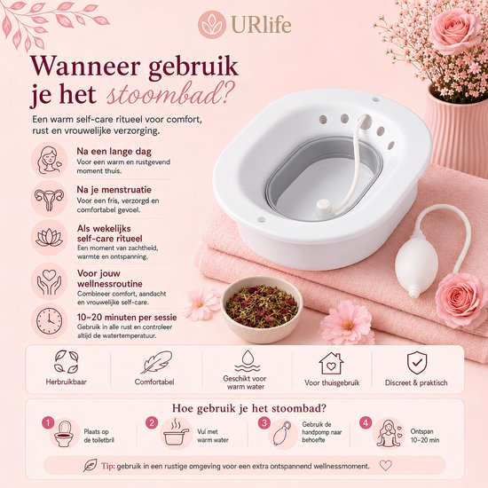 URlife® Vaginale Stoombad met Handpomp – Yoni Steam Seat – Inklapbaar ...