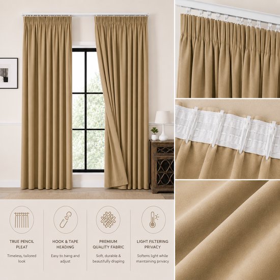 Everyday Elegance Luxe 95% Verduisterend Met Haken - Bruin - 132x240 CM ...