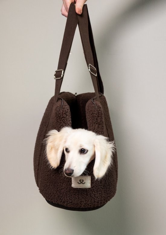 Teddy draagtas chocolate - Hondentas - Draagzak hond - Fluffy tas ...