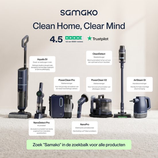 Samako PowerClean Pro Tapijtreiniger - Stoomreiniger - 1800W - 8 ...