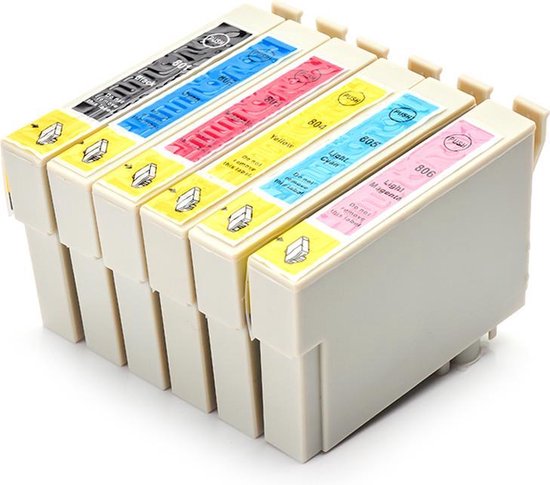 6 -pack T0801 t0802 t0803 t0804 t0805 t0806 T0807 inkt cartridge Epson ...